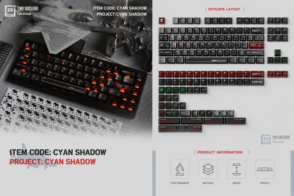 Azure Shadow Sky Metal-Style PBT Keycaps 148 Keys